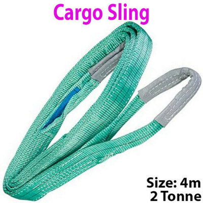 4m 2 Tonne (2000KG) Flat Webbing Strong Cargo Sling Lifting Crane Hoist ...