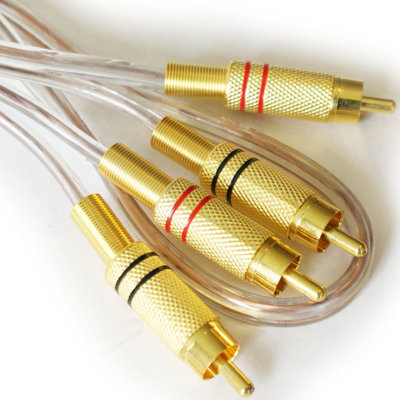 4m Premium Quality 2 RCA Male to Plug Cable Lead Gold Phono Shielded ...