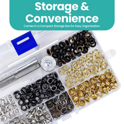 4mm Eyelets with Hand Tools, 100pcs Grommets Eyelets, 4 Colours