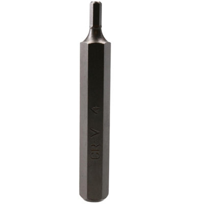 4mm Hex Allen Key Bit 75mm Length 10mm Shank Chrome Vanadium Hardened Tip