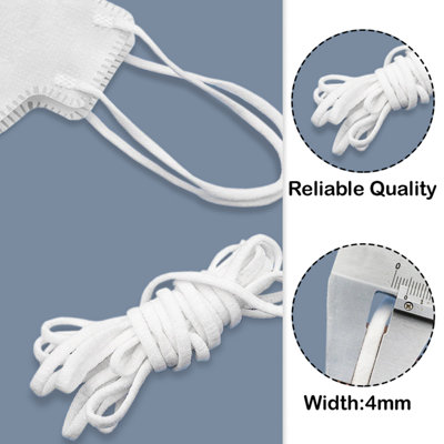 4mm Wide Flat Elastic Band, Soft Stretchy Strap Elastic Cord, White ...