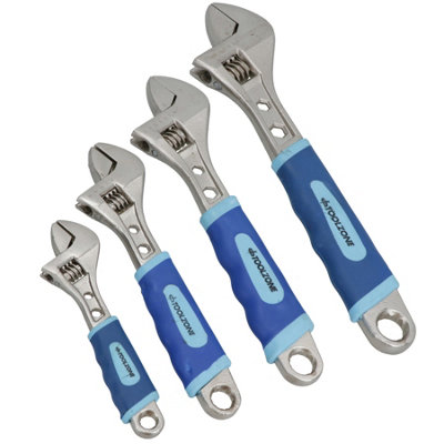 4pc Adjustable Spanner / Monkey Pipe Wrench Set Covers 0-36mm