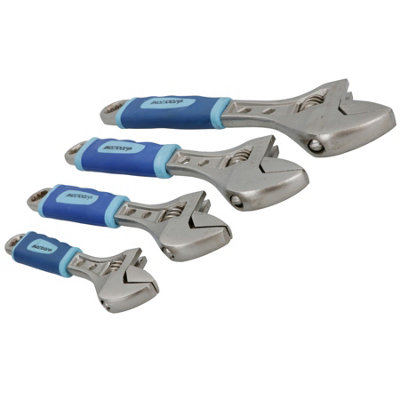 4pc Adjustable Spanner / Monkey Pipe Wrench Set Covers 0-36mm