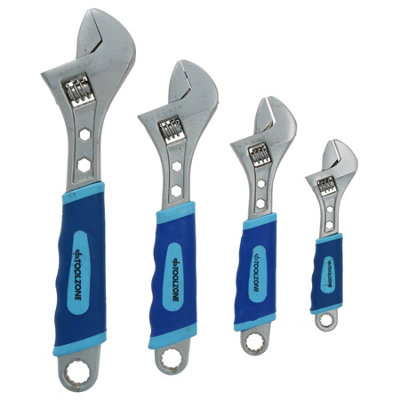 4pc Adjustable Spanner / Monkey Pipe Wrench Set Covers 0-36mm