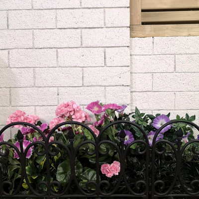 4pc Black Ornate Plastic Flexible Garden Lawn Grass Edging Picket ...