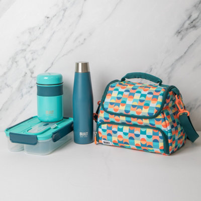 4pc Blue On-the-Go Lunch Set with Retro 6L Lunch Bag, 1.05L Lunch Box ...