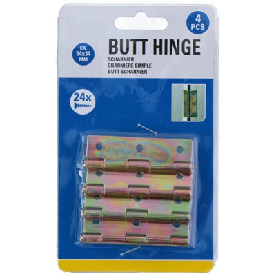 4PC Butt Hinge Set with 24 Screws for Doors and Cabinets - Butt Hinges ...
