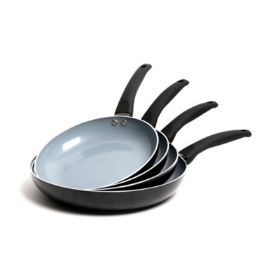 4pc Ceramic Non-Stick Eco Frying Pan Set with 4x Induction-Safe Frying ...
