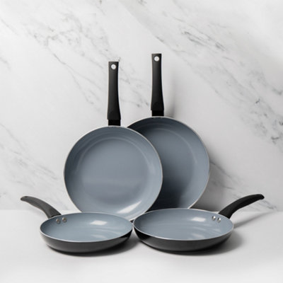 4pc Ceramic Non-Stick Eco Frying Pan Set with 4x Induction-Safe Frying ...