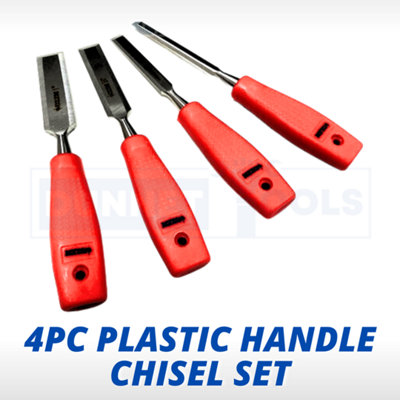 4pc Chisel Set Plastic Handle Precision Heat Treated Safety DIY Tool ...