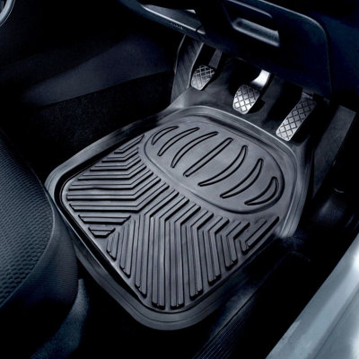 4pc Deep Dish Car Mat Set - 2 Large & 2 Small Universal Anti-Slip Grey ...