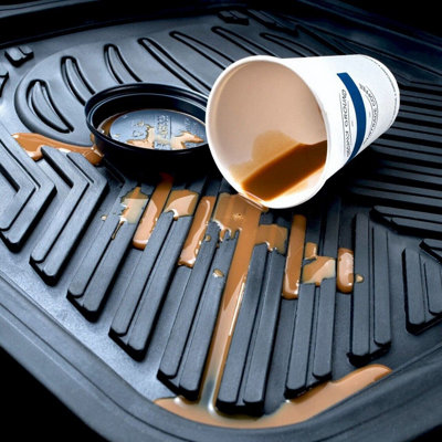 4pc Deep Dish Car Mat Set - 2 Large & 2 Small Universal Anti-Slip Grey ...