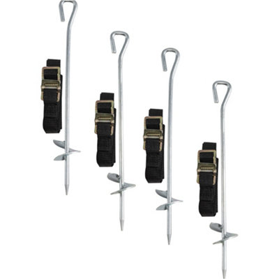 4pc Heavy Duty Trampoline Ground Anchor Set - Universal Turf Lawn Tie ...