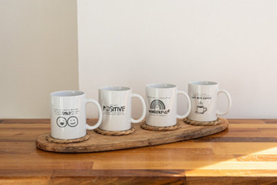 4pc Inspirational Ceramic White Mugs