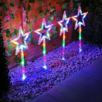 4pc Multicoloured LED Star Stake Lights