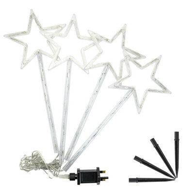 4pc Multicoloured LED Star Stake Lights