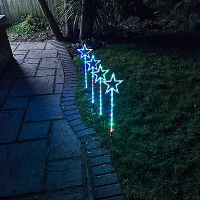 4pc Multicoloured LED Star Stake Lights