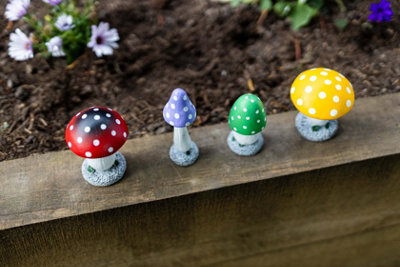 4pc Mushroom Fairy Garden Ornaments