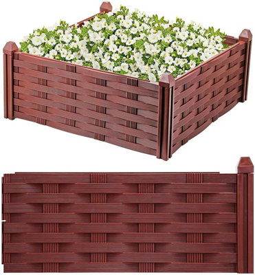 4pc Raised Garden Flower Garden Bed with Rattan Effect - Plastic Frame ...