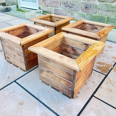 4Pc Regular Planter Set - Wood - L41 x W41 x H32.5 cm - Fully Assembled ...