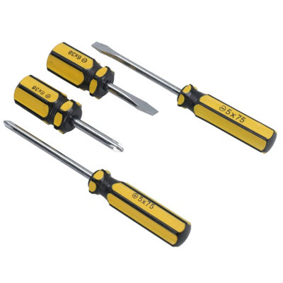 4pc Screwdriver Set Slotted / Flat / Phillips With Ergonomic Handles SIL92 | DIY at B&Q