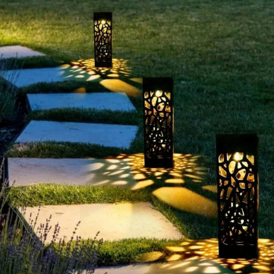 4Pc Solar Powered LED Stake Lights Garden Patio Lawn Lighting ...