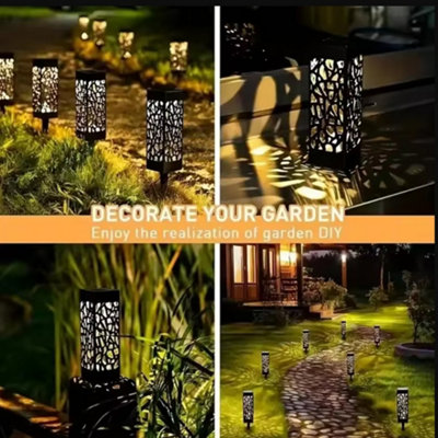 4Pc Solar Powered LED Stake Lights Garden Patio Lawn Lighting ...