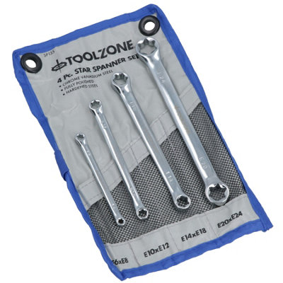 4pc Star Female Torx E Ring Spanner Tool Set E6 - E24 Wrench at B&Q