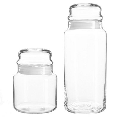 4pc White Sera Glass Food Storage Jar Set - Large Tea Coffee Spice ...