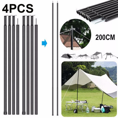 4PCS 200CM Adjustable Portable Telescopic Iron Tent Poles Awning ...