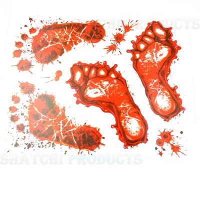 4Pcs Bloody Footprint Halloween Stickers - Scary House Wall Window ...