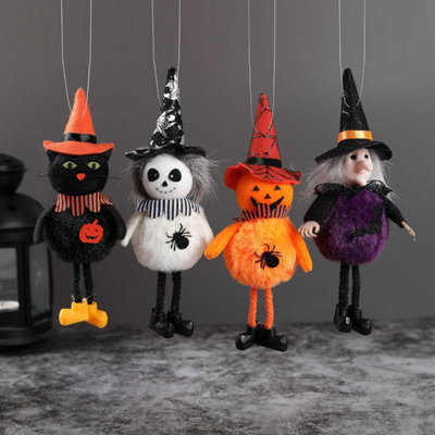 4PCS Halloween Decoration Pendant, Witches Hanging Plushie Doll ...