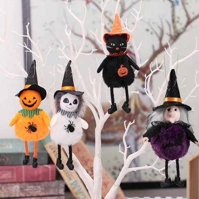 4PCS Halloween Decoration Pendant, Witches Hanging Plushie Doll ...
