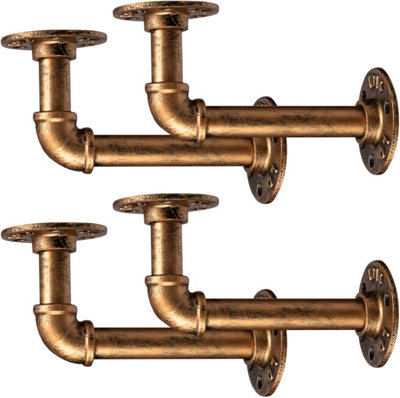 4pcs Heavy Duty Shelf Brackets 17cm Industrial Pipe Bracket, Vintage ...