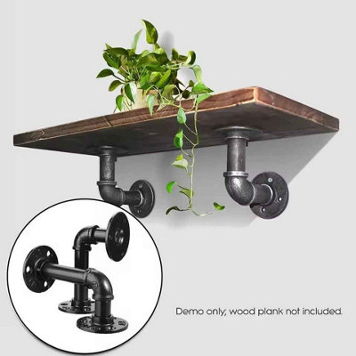 4PCS INDUSTRIAL PIPE SHELF BRACKETS IRON RUSTIC WALL SUPPORTS