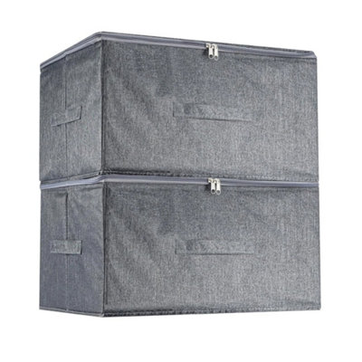 4PCS Large Foldable Storage Boxes with Lid Home Clothes Organizer Fabric