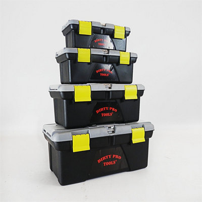 4pcs Large Plastic Tool Box Chest Set Lockable Removable Storage ...