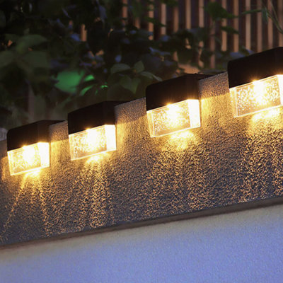 4Pcs Outdoor Waterproof Black Solar-Powered RGB LED Wall Light | DIY at B&Q