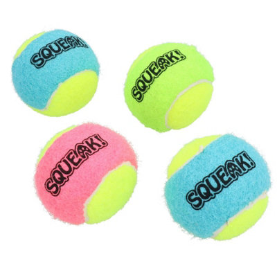 4pk Mini Interactive Squeaky Tennis Balls Puppy Dog Chuck Fetch Play ...