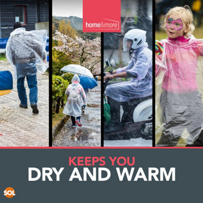 4pk Rain Poncho Adult Waterproof, Plastic Disposable Rain Poncho ...