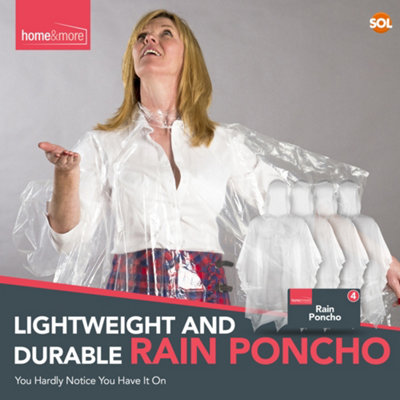 4pk Rain Poncho Adult Waterproof, Plastic Disposable Rain Poncho ...