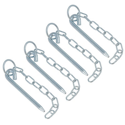 4pk Round Cotter Pin & Chain 10mm by 135mm Trailer Tipper Tailgate ...