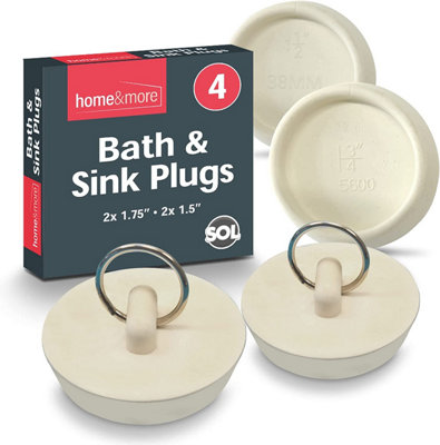 4pk Rubber Bath Plugs & Sink Plugs - 3/4 Inch & 1/2 Inch - Universal ...