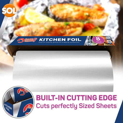 4pk Tin Foil Roll 32M Aluminium Kitchen Foil Roll 8M x 29cm, Non-Stick ...