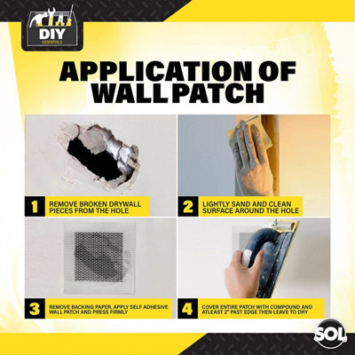 4pk Wall Repair Patch 10 x 10cm - Plasterboard Repair Wall Patch - Self ...