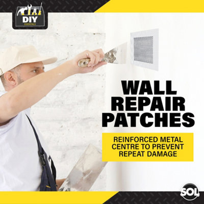 4pk Wall Repair Patches - 10 x 10cm Self Adhesive Plasterboard Repair ...