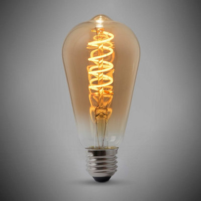 4w E27 ES Vintage Edison ST64 LED Light Bulb 1800K Spiral Filament ...