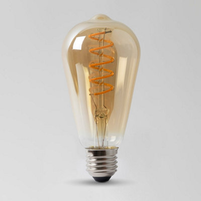 4w E27 ES Vintage Edison ST64 LED Light Bulb 1800K Spiral Filament ...