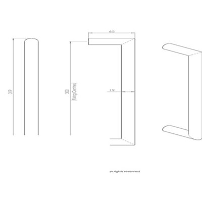 4x 19mm Mitred Pull Door Handle 300mm Fixing Centres Satin Stainless Steel