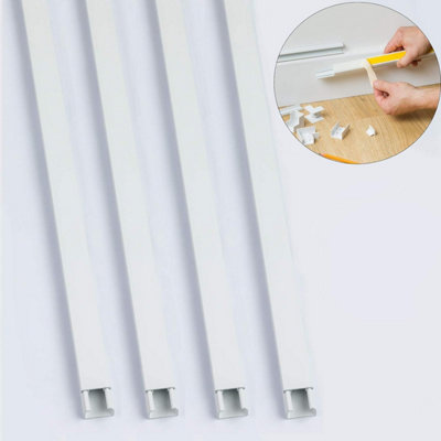 4x 1M White Self Adhesive Cable & Wire Tidy PVC Plastic Electrical Mini ...